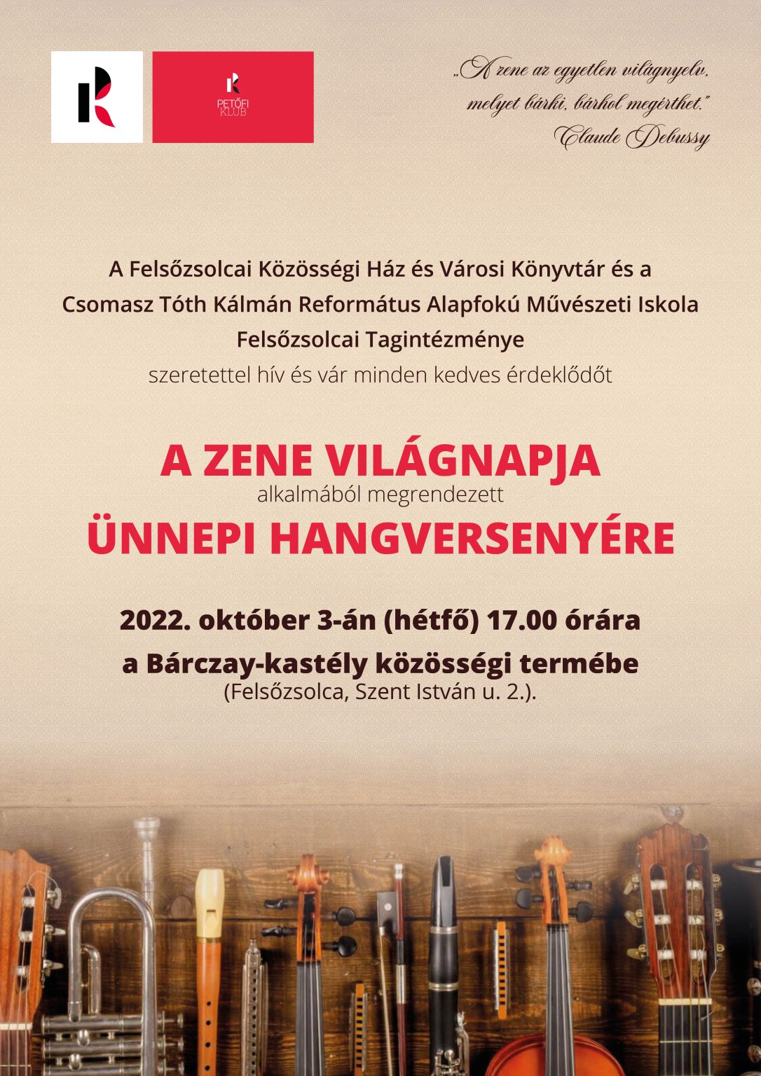 A zene világnapját ünnepli a Csomasz Tóth Kálmán Református AMI a ...